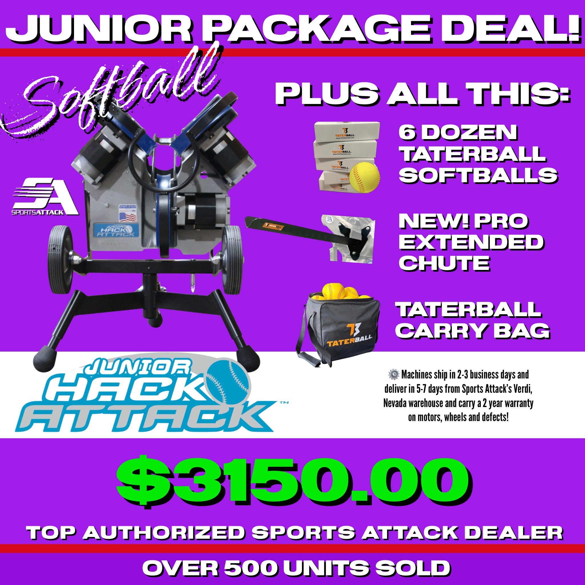 Hack Attack Junior Softball Pitching Machine Package Deal – HotBats ...